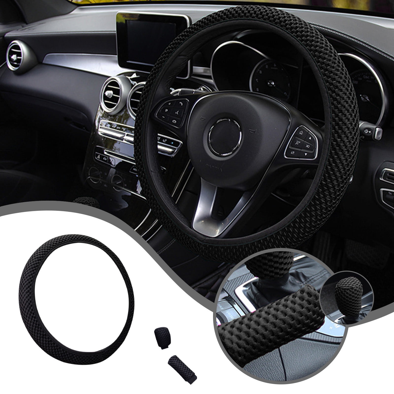 kchsji 3 Piece Steering Wheel Cover，Elastic Stretch Steering Wheel ...