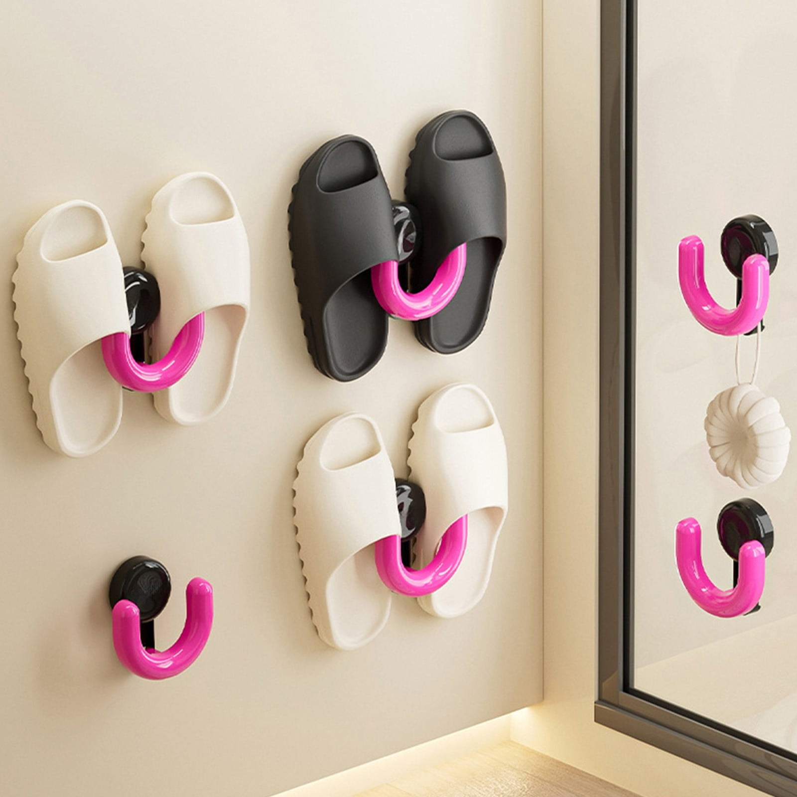 kchsji No Drill Slipper Rack, Suction Cup Wall Mount Shoe Organizer for ...