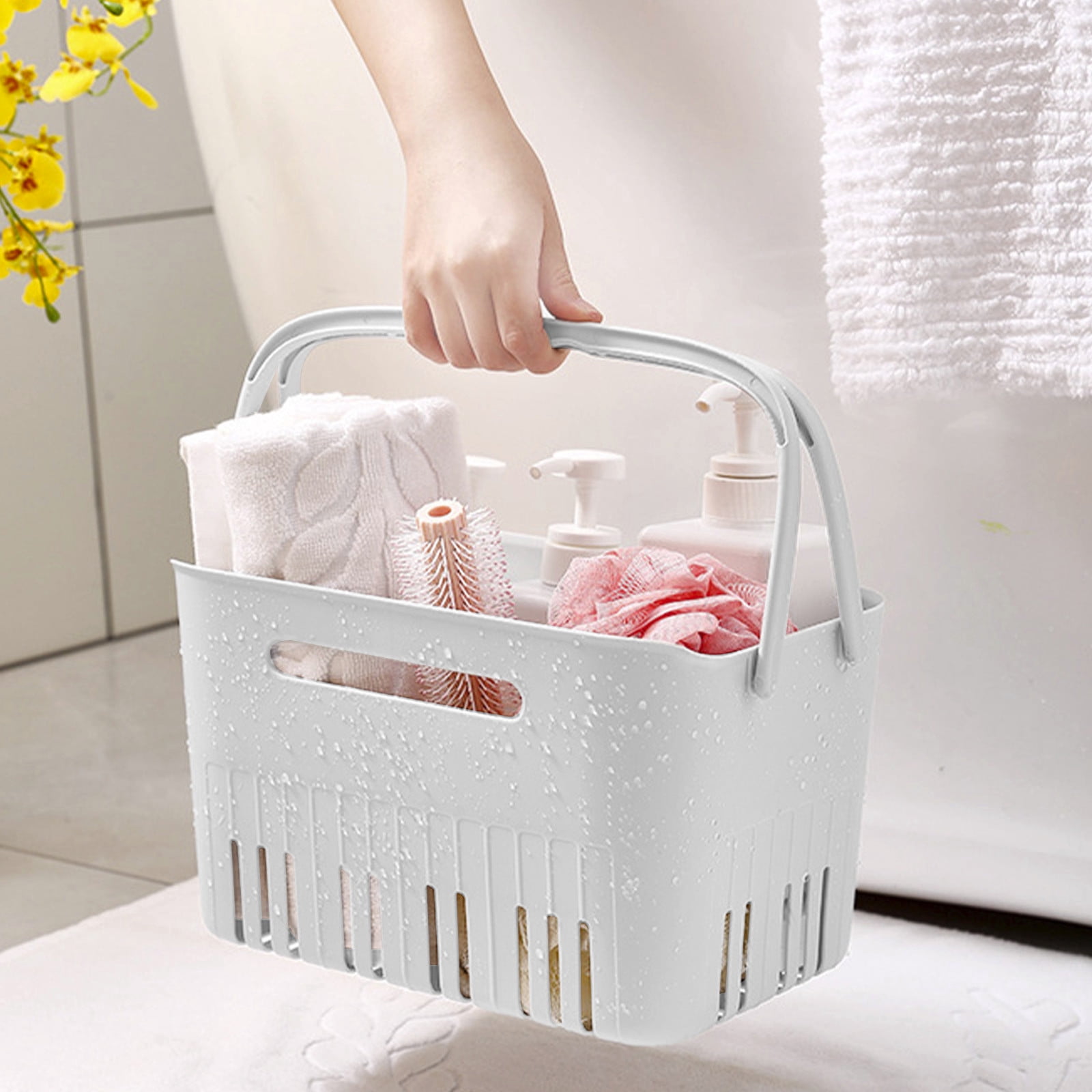 kchsji Shower Caddy Basket, Portable Bath Tote Organizer with Drain ...