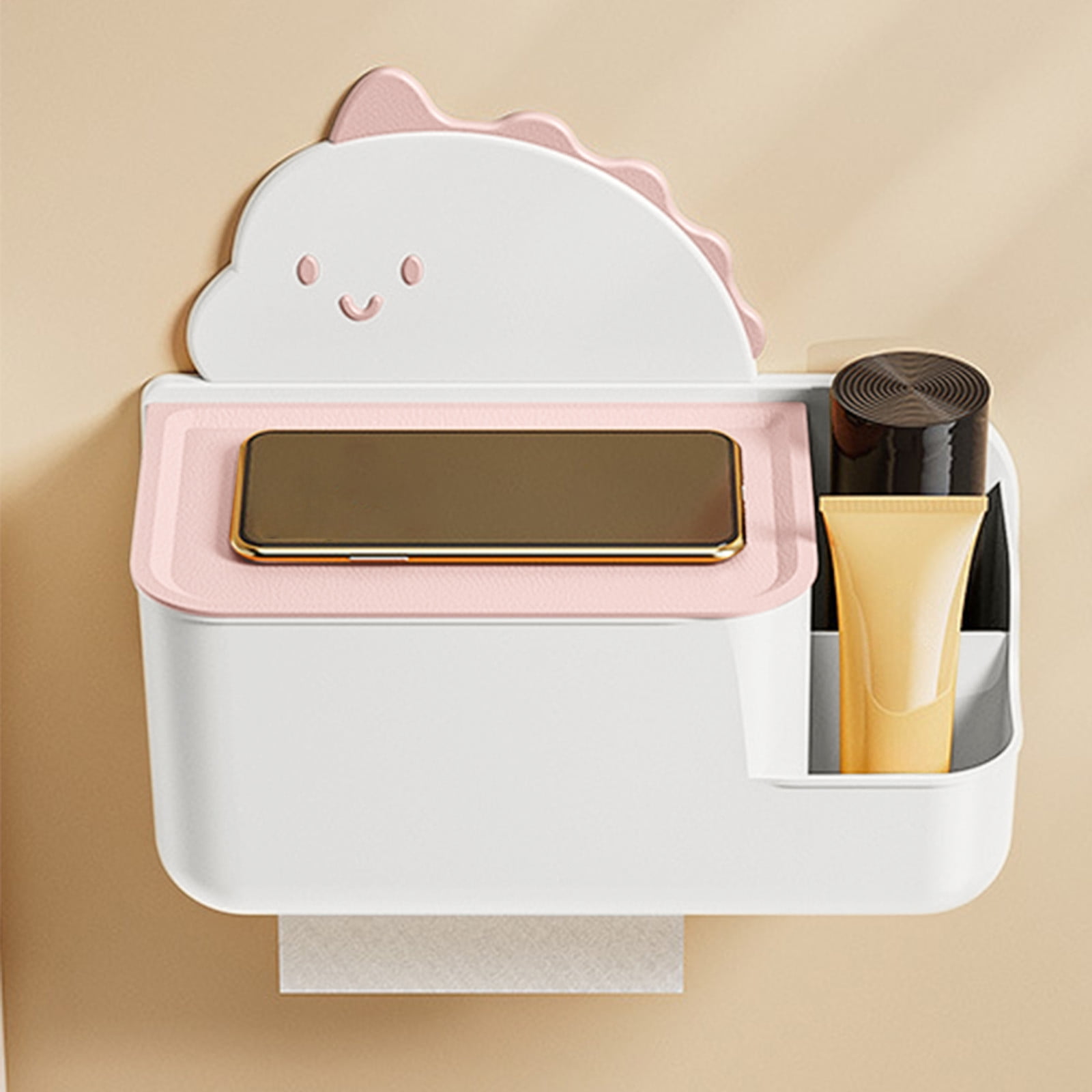 kchsji Tissue Box Holder, Wall Mounted Adhesive Multi Purpose Storage ...