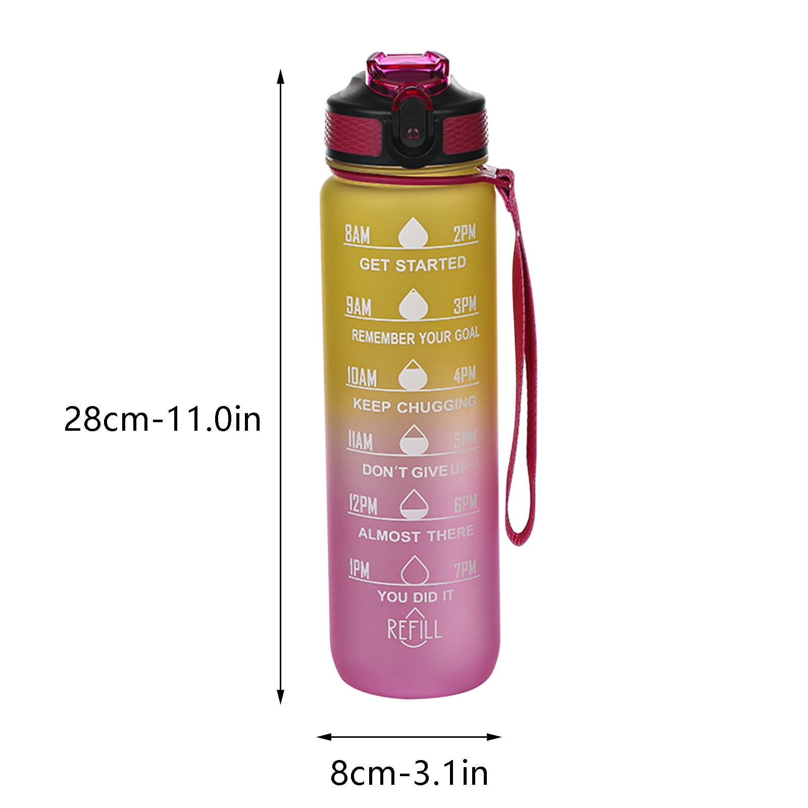 kedshhgu 1L Drinking Water Bottle with Times to Drink and Straw ...