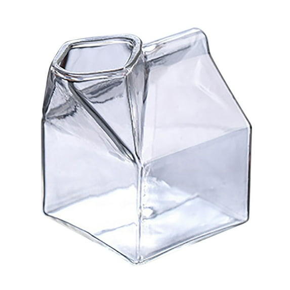 kedshhgu Glass Milk Carton Creamer Pitcher Cute Clear Kawaii Milk ...