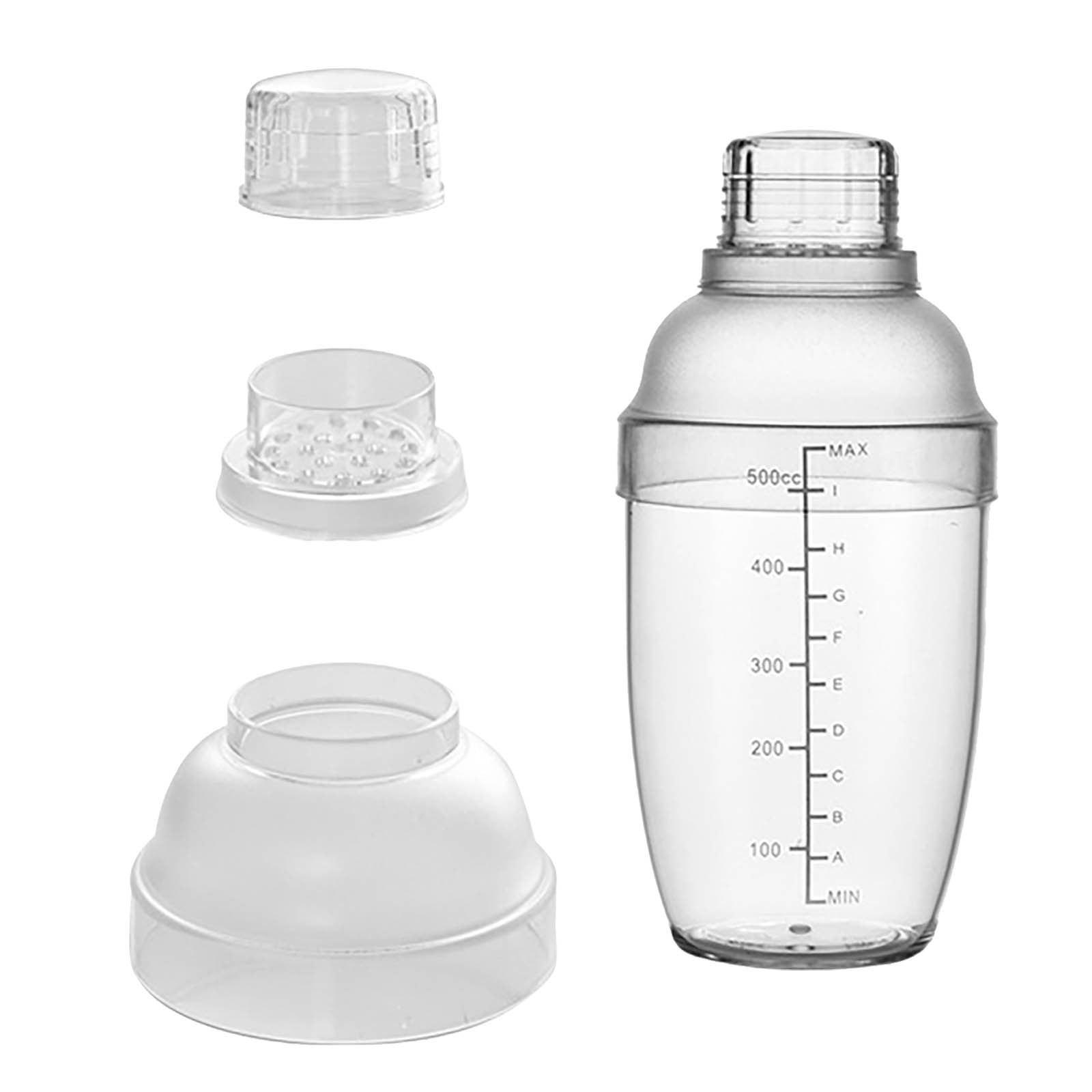 Kedshhgu Strainer & Measurement Cocktail Shaker Plastic 4 Piece Drink ...