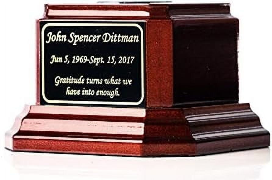 keepsake elite urn stand - custom engrave - rosewood/gold small ...