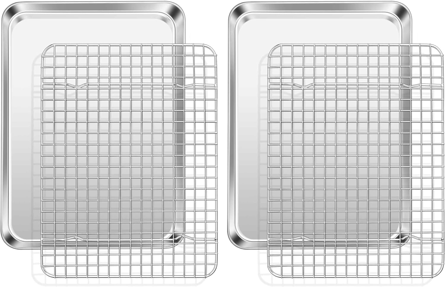 keji Toaster Oven Pan with Rack Set, 9 x 7 x 1 Inch Stainless Steel ...