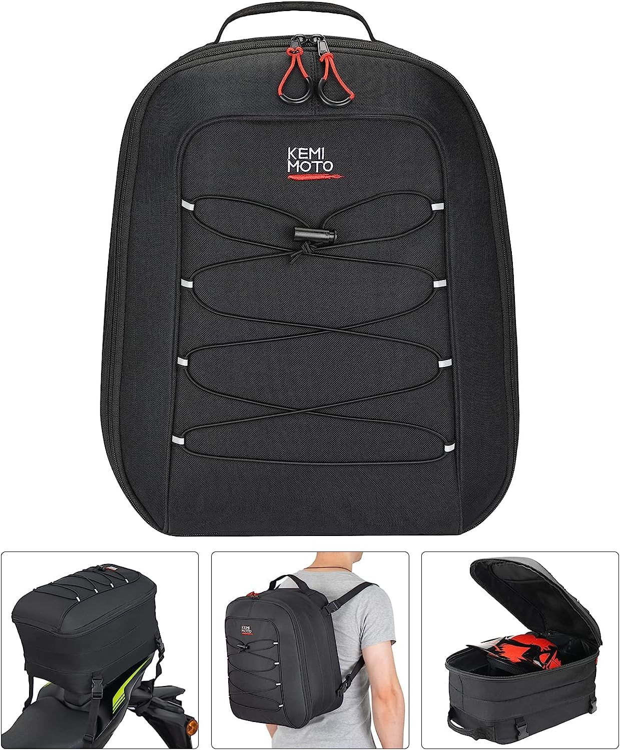 kemimoto Bicycle Rear Rack Bag, Dual Use Motorcycle Rear Seat Bag with ...