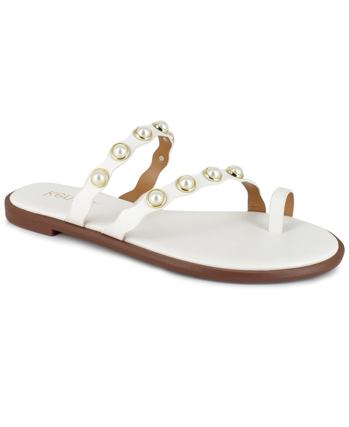 kensie kensie Womens Maltese Flat Sa Off White 7.5M - Walmart.com