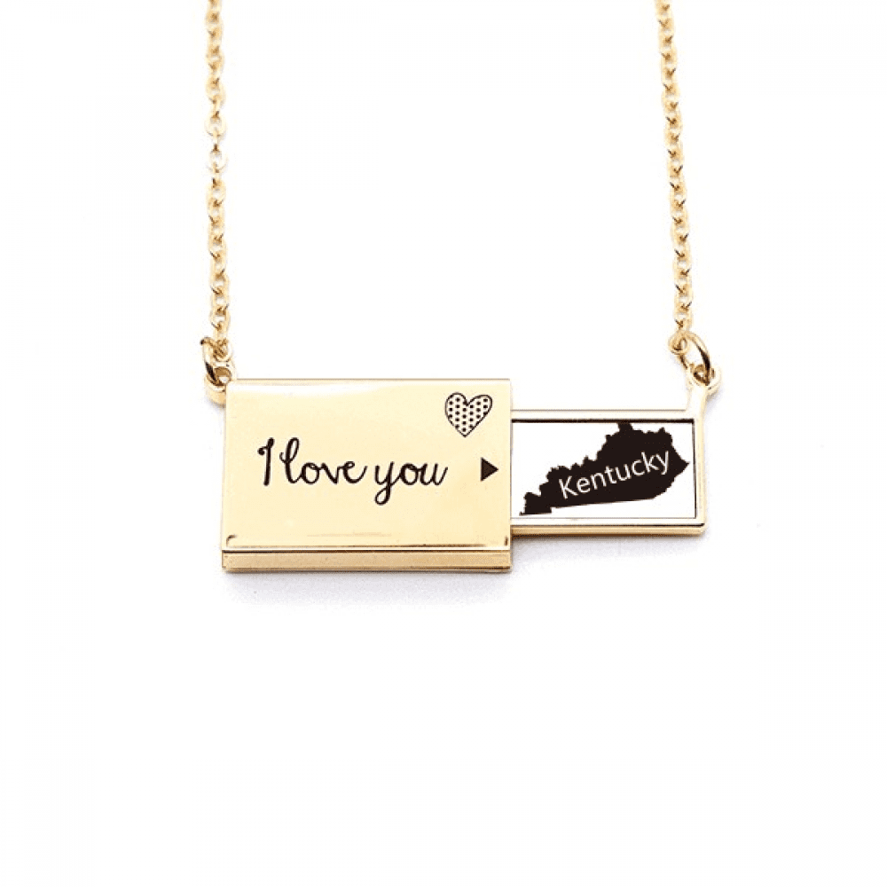 kentucky ameusa map outline letter envelope necklace pendant jewelry ...