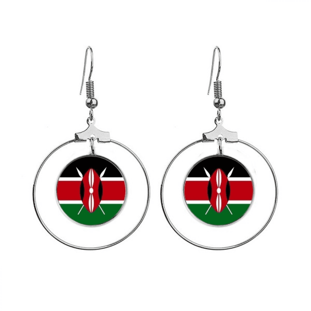 kenya national flag afcountry earrings dangle hoop jewelry drop circle ...