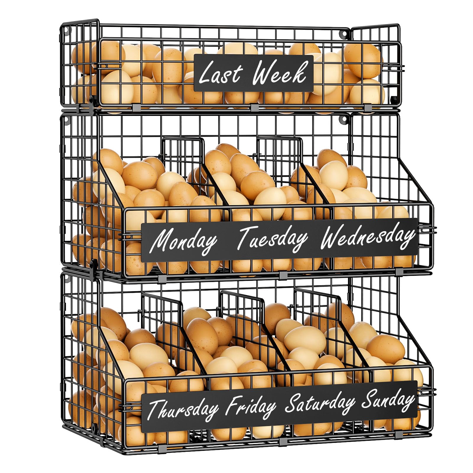 keomaisyto Egg Holder Countertop with 5 Dividers & Labels to Separate ...