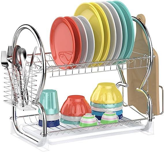 kesig Stainless Steel Dish Drainer with Draining Board for Plates Bowls ...