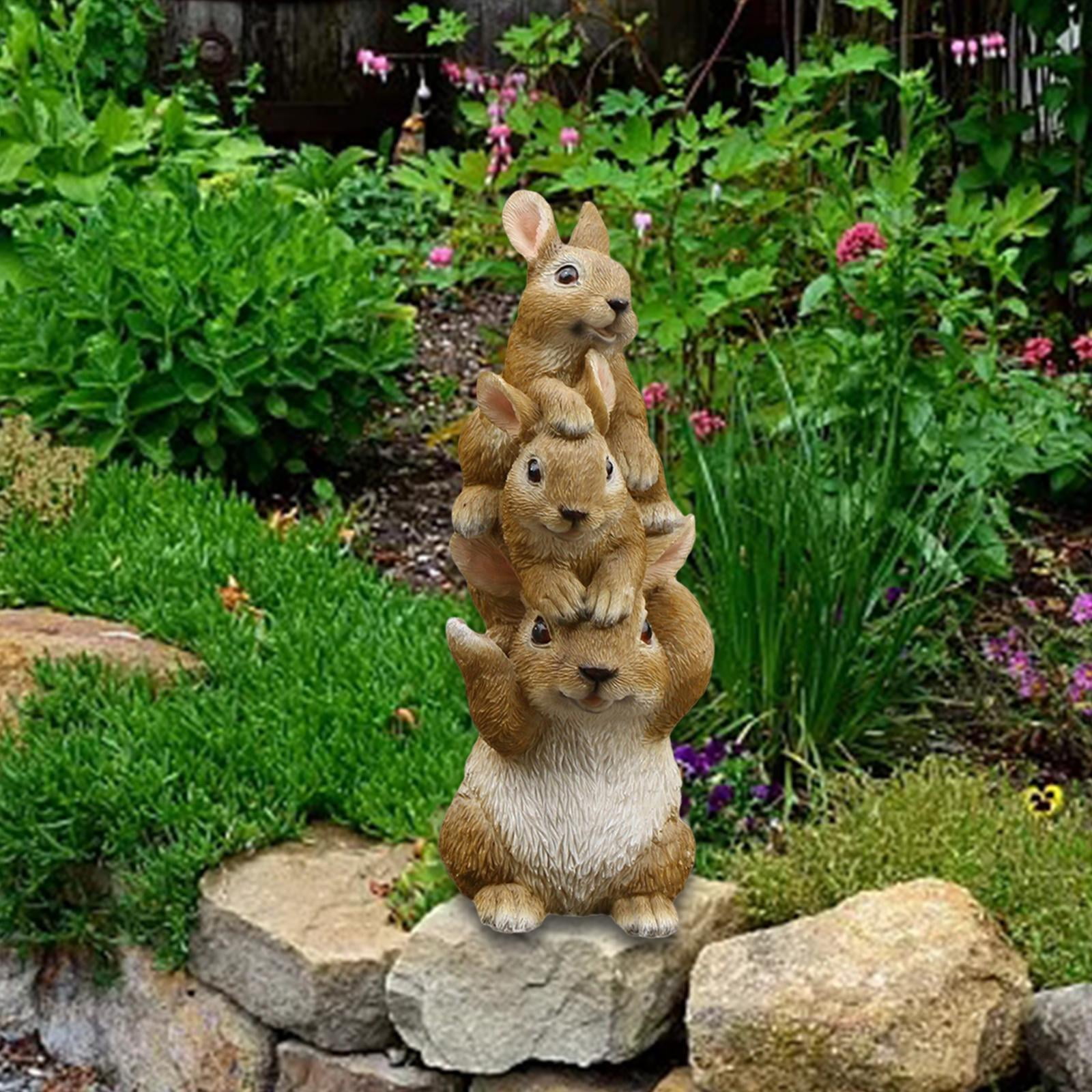 kesoto Rabbit Statue Desktop Ornament Cute Garden Statue Animal ...