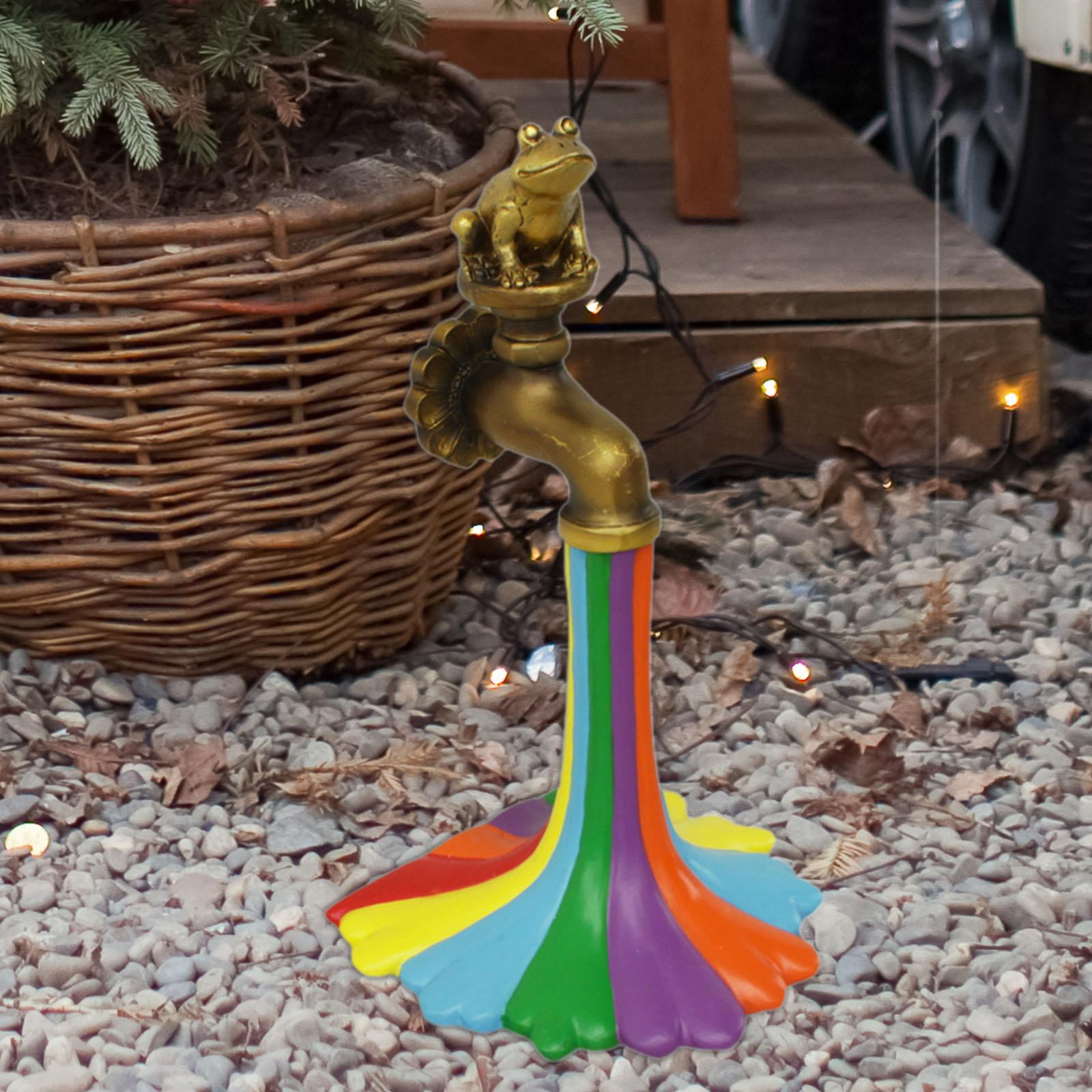 kesoto Rainbow Faucet Garden Statue Resin Frog Figurine Water Tap ...