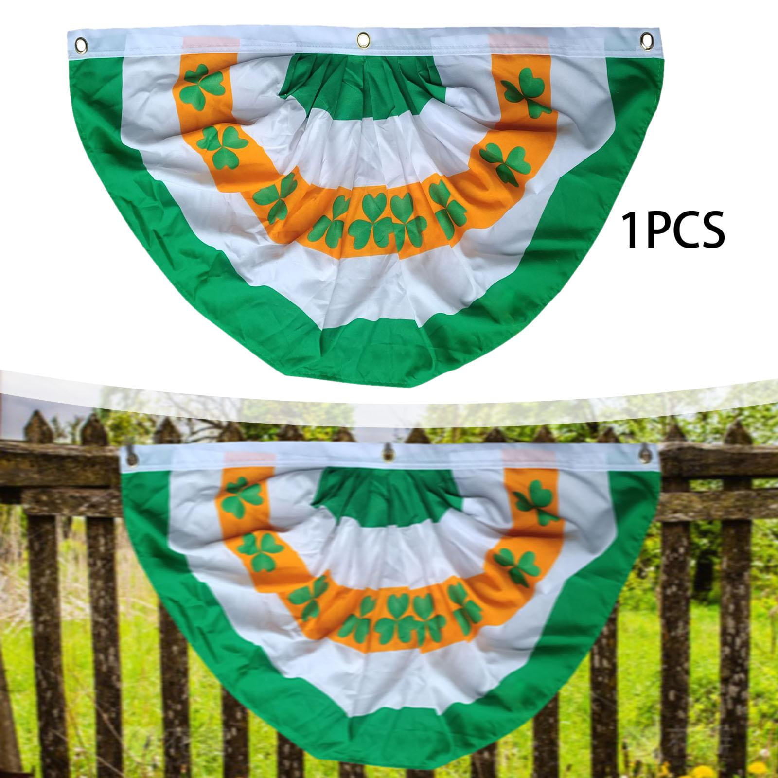 kesoto 'S Day Flag Shamrock Pleated Fan Flag Green Garden Banner 's Day ...