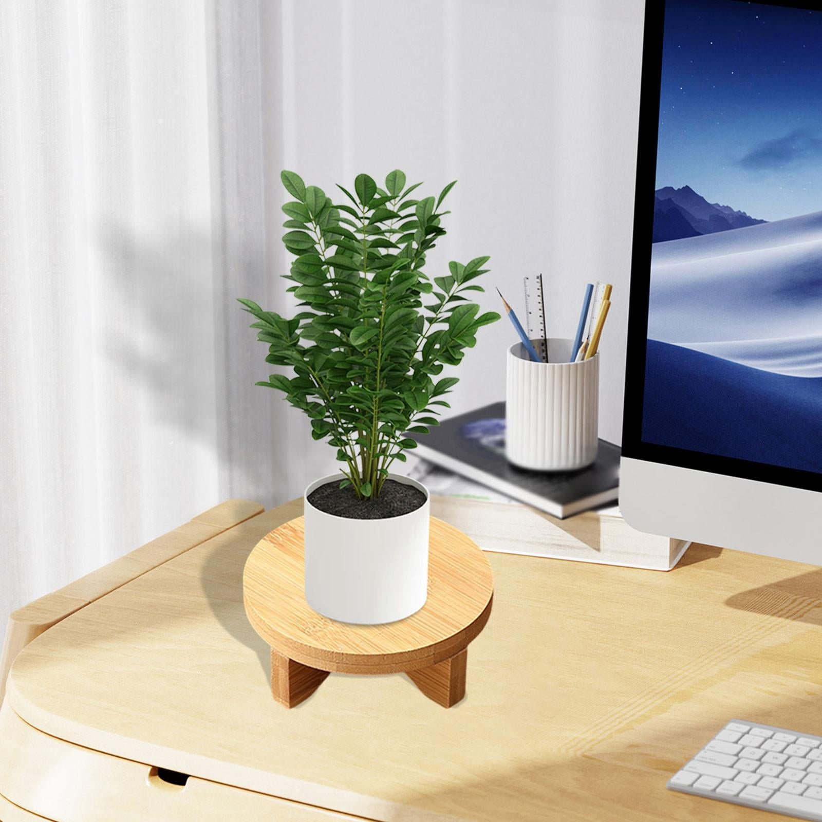 kesoto Wooden Planter Stand Round Desktop Potted Holder for Bathroom ...