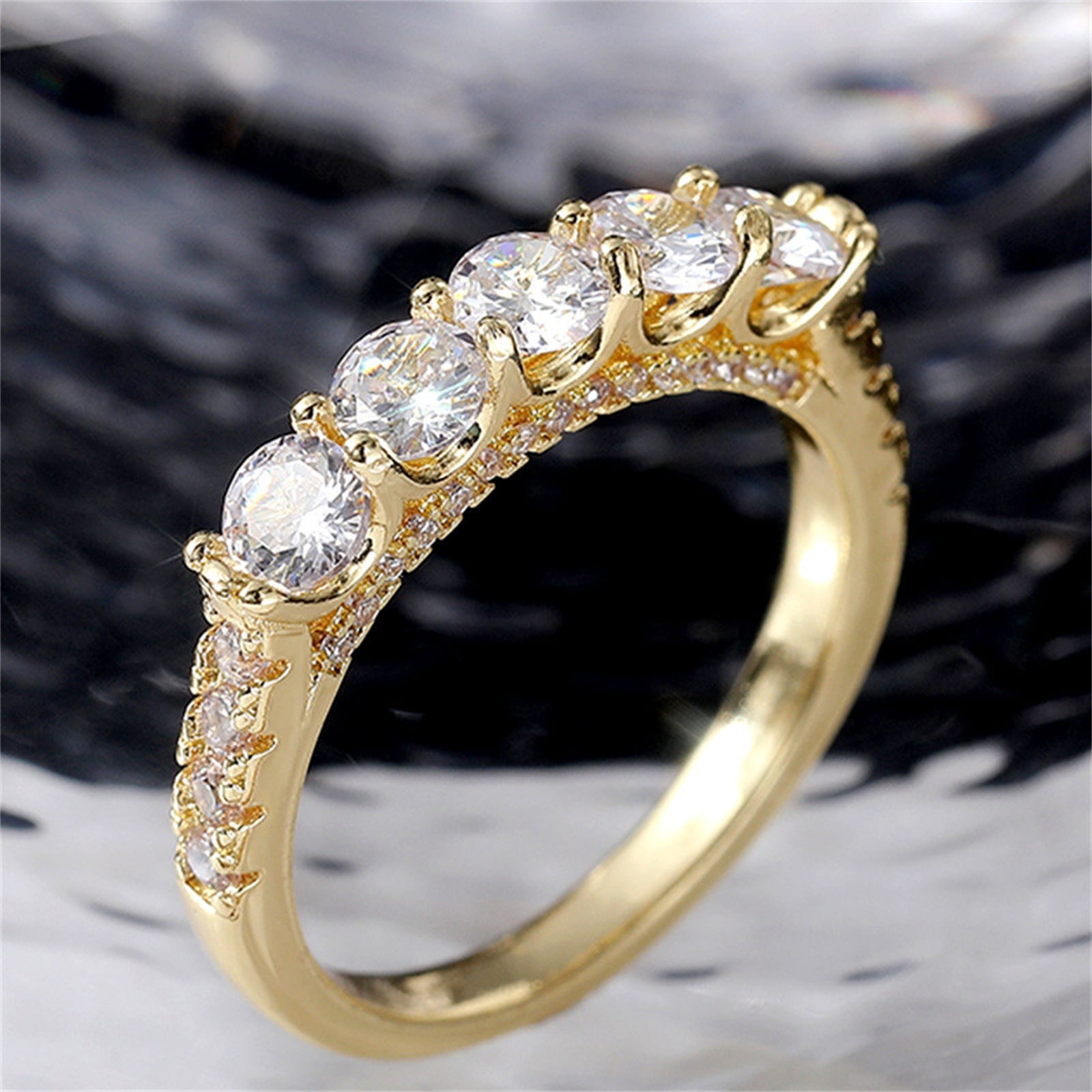keusn fashion full diamond zirconia ladies ring light style shiny ring ...