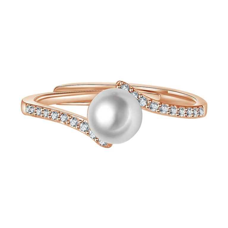 Simple Pearl Engagement Rings