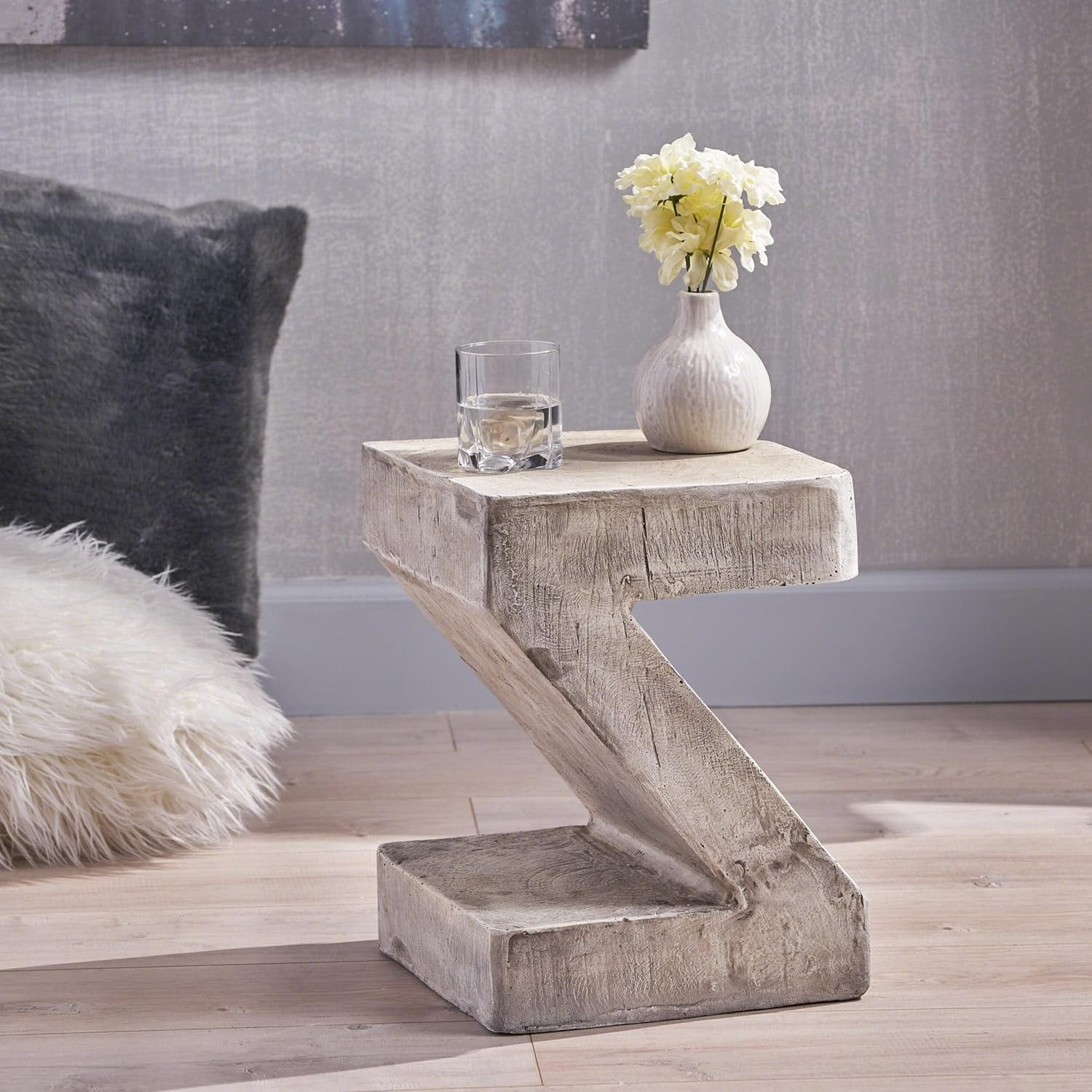 kevinplus Z-Shape Side Table End Table Light-Weight Concrete Side Table ...