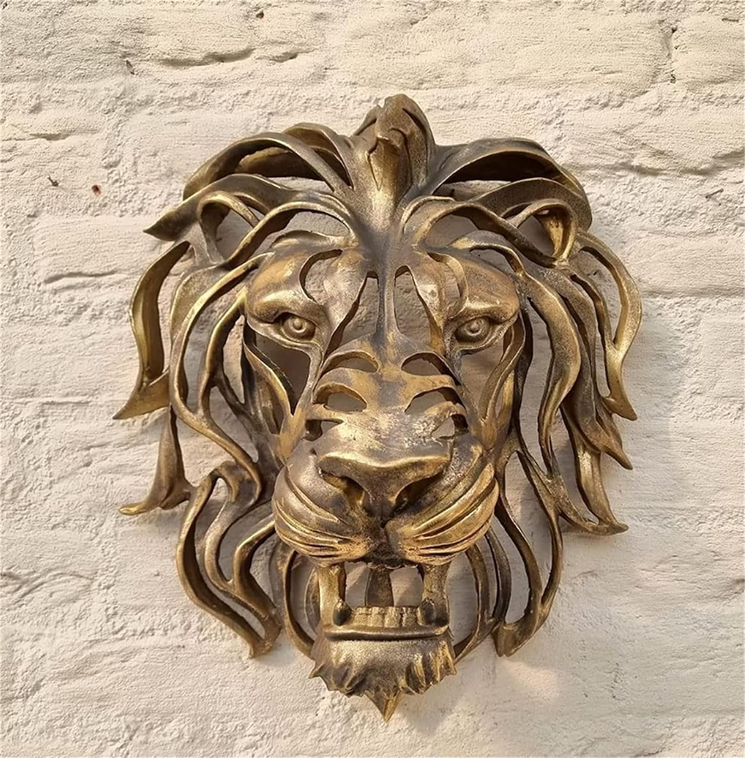 keyasia Gold Lion Head Wall Mounted Art Sculpture, 11.81x9.84in ...