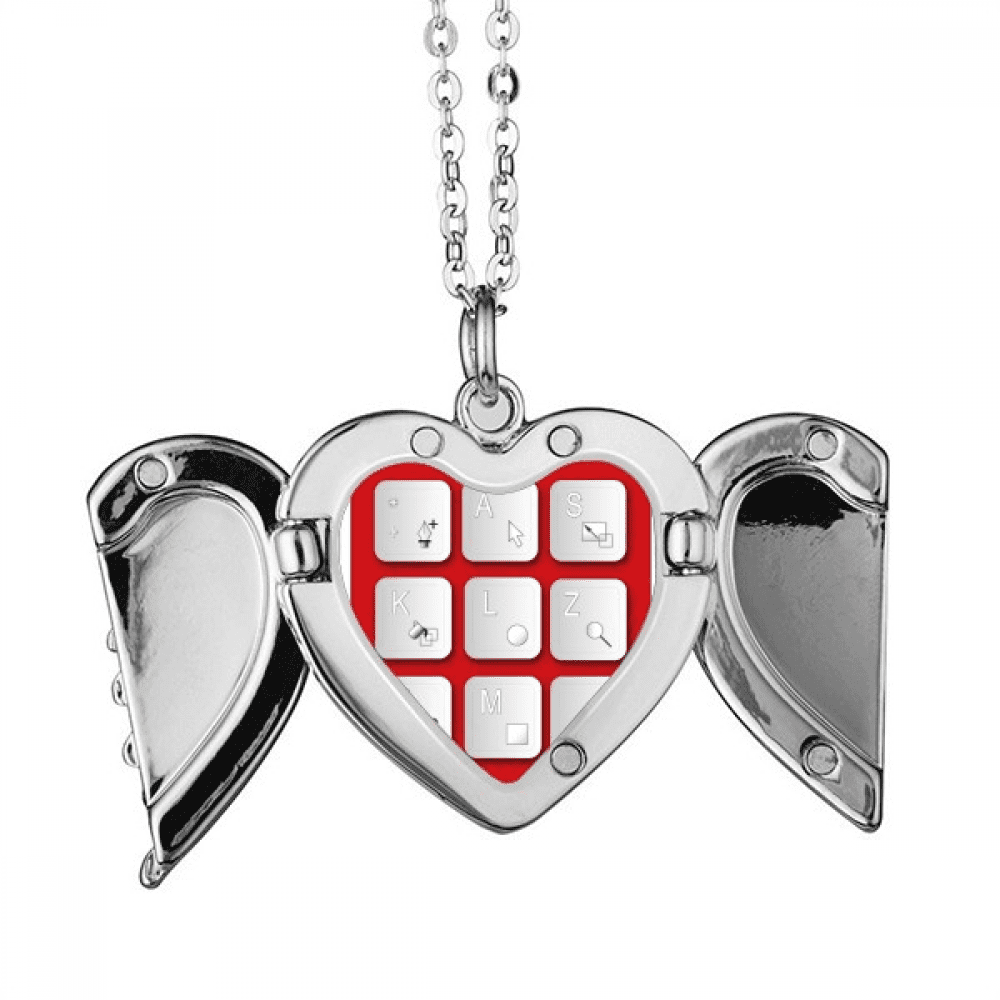 keyboard shortcut letter design angel wings necklpendant fashion ...