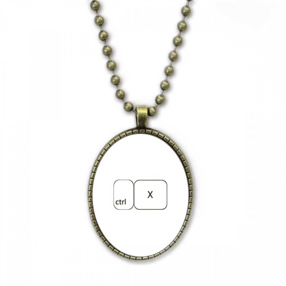 keyboard symbol ctrl x art deco fashion necklace vintage chain bead ...