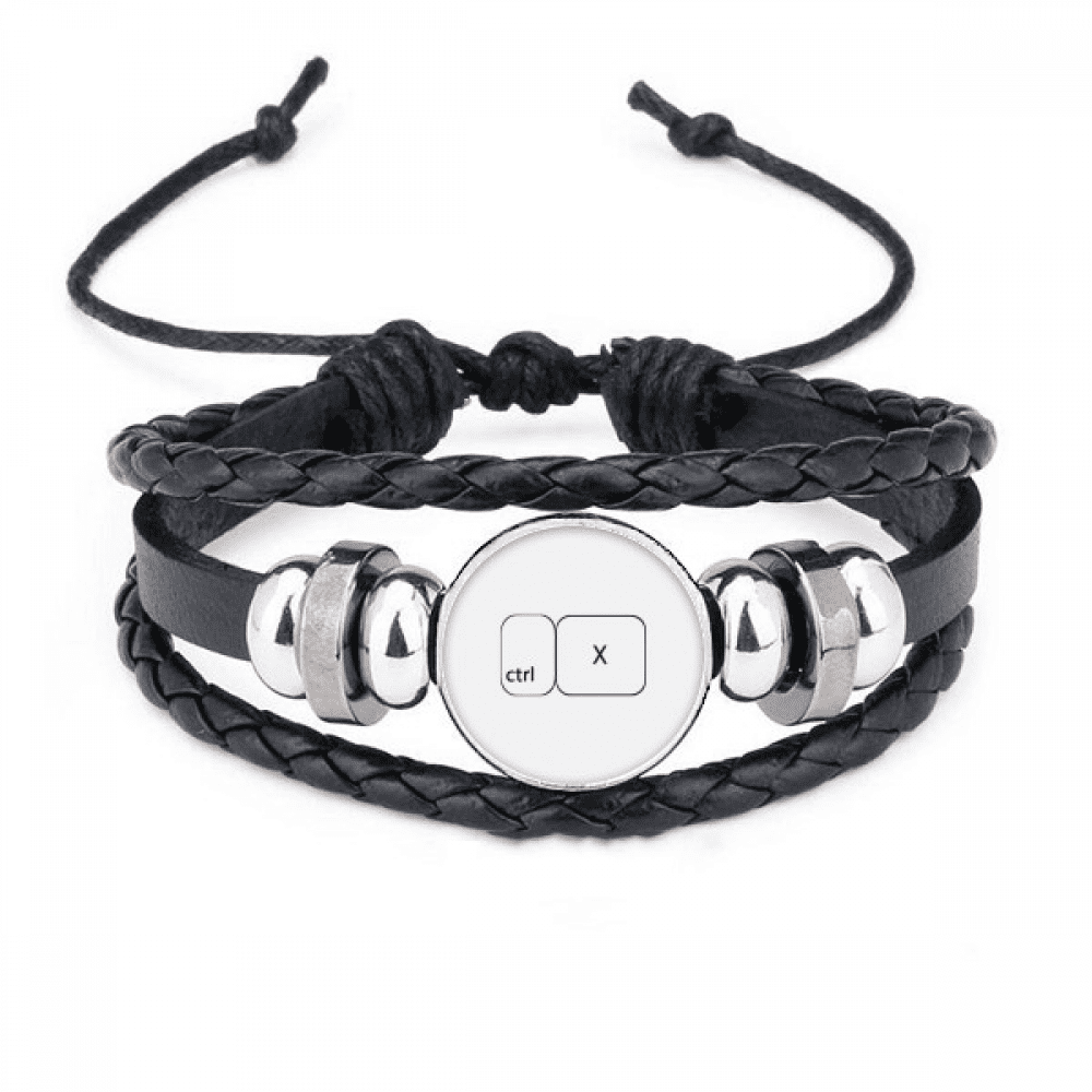 keyboard symbol ctrl x bracelet braided leather woven wristband ...