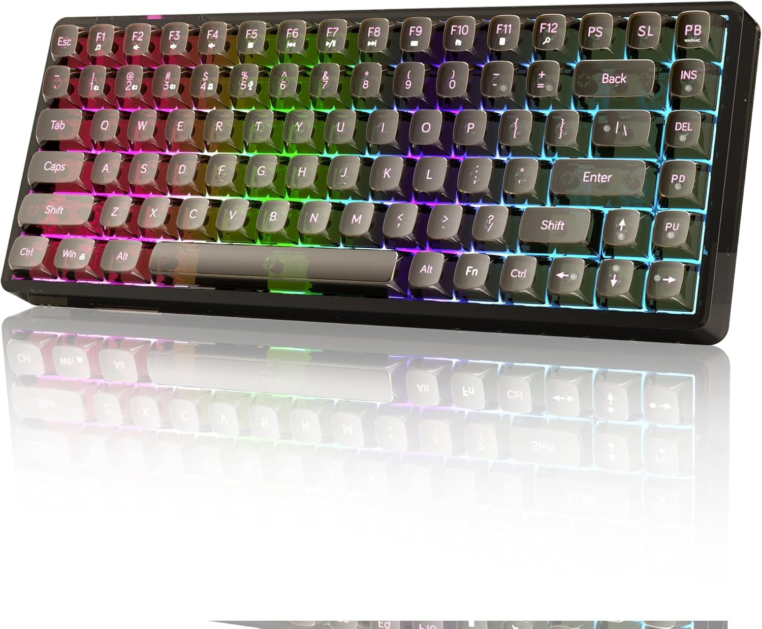 keycaps and RGB backlighting】 Black transparent keycaps, feel delicate ...
