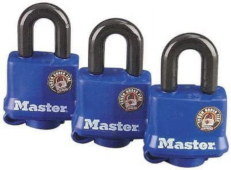 keyed Laminated Padlocks, Blue Weatherproof Covers, 3-Pack, 1-1/2 In ...