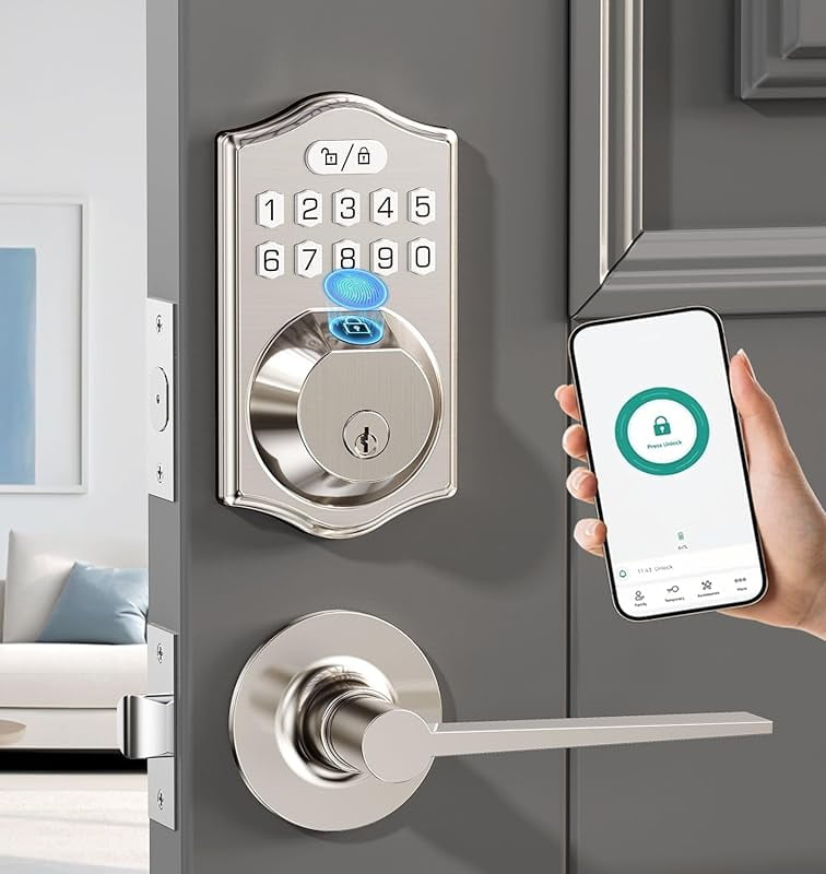 keyless Entry Door Lock deadbolt with Handle Set- Front Door ...