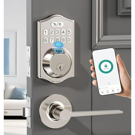 keyless Entry Door Lock deadbolt with Handle Set- Front Door ...