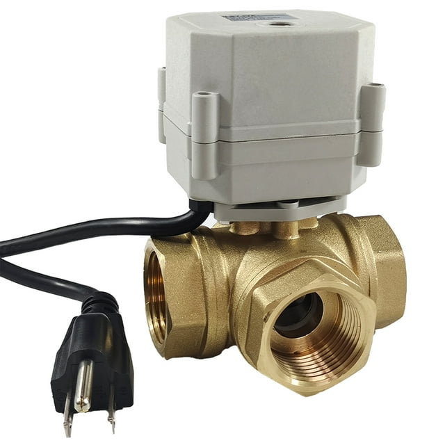 kezhai Dream 3/8" 110VAC-230VAC Motorized Ball Valve, Brass Three-way Electric Ball Valve ,With ...