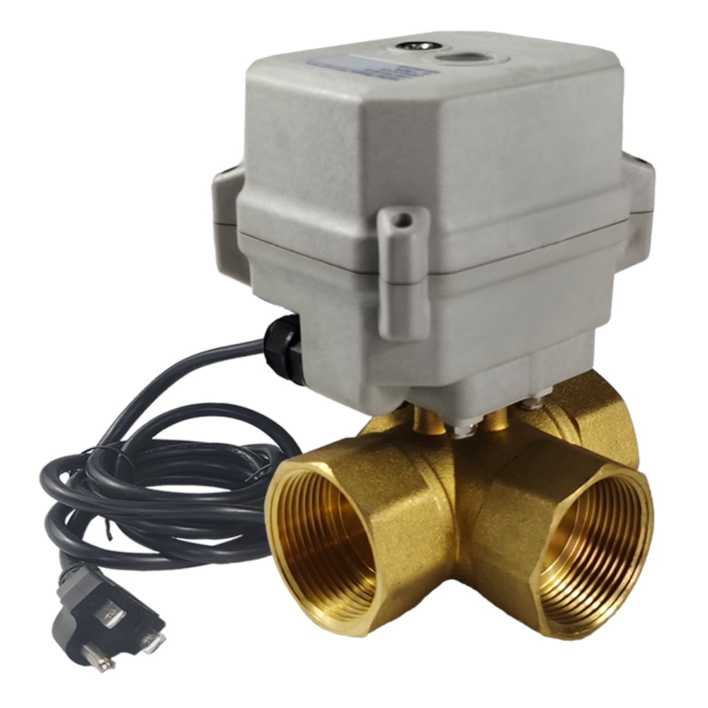kezhai Dream DN32 110VAC-230VAC Motorized Ball Valve,1 1/4" Brass Three-way Electric Ball Valve ...