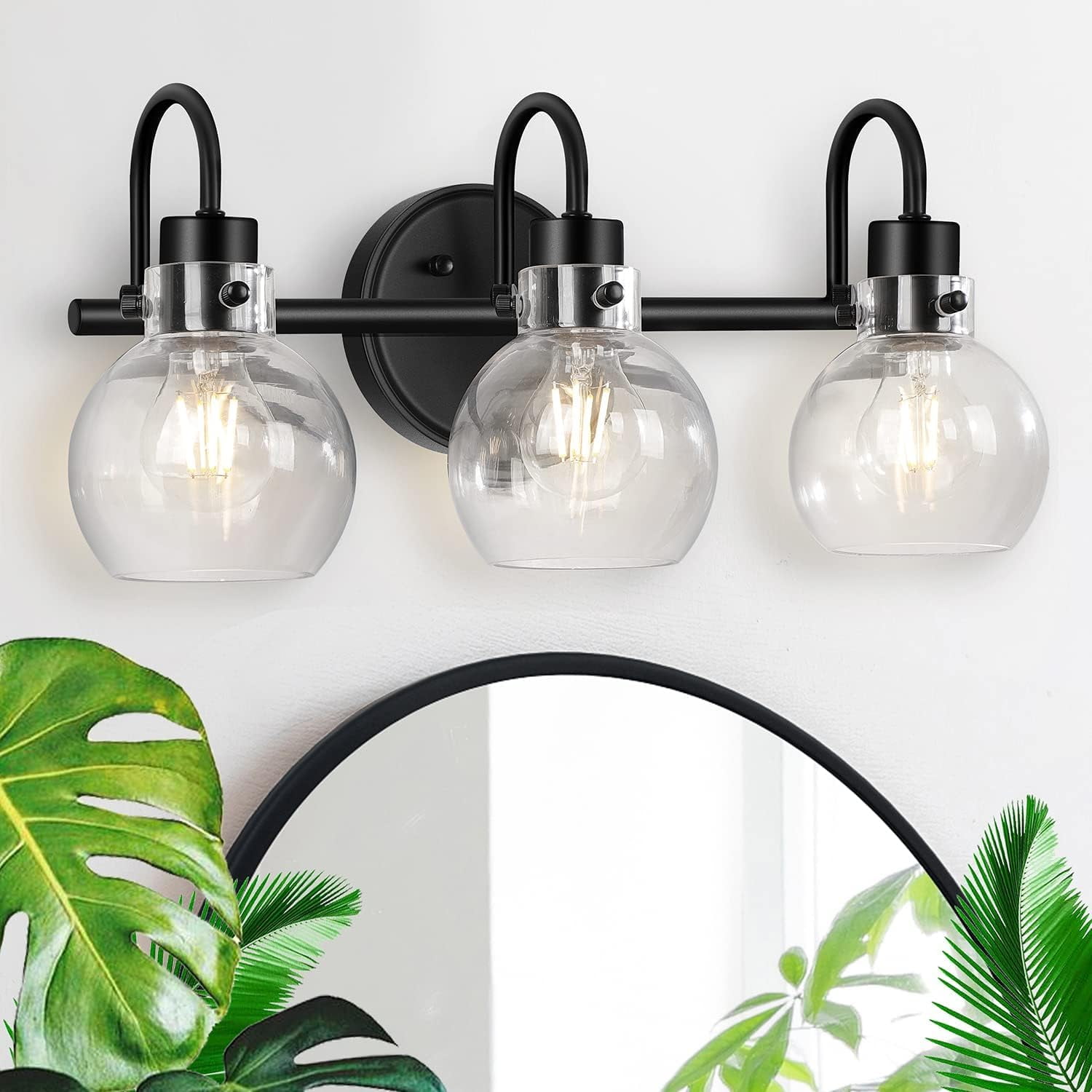 CTGUVBHKN Bathroom Light Fixtures Black 3 Lights Vanity Light Farmhouse ...