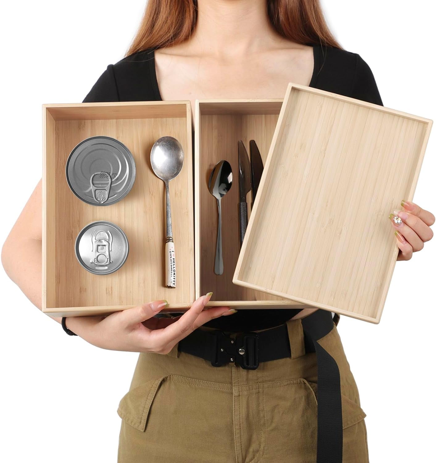 xufxs Stack Bamboo Drawer Organizer Kitchen Utensil Flatware&Silverware ...