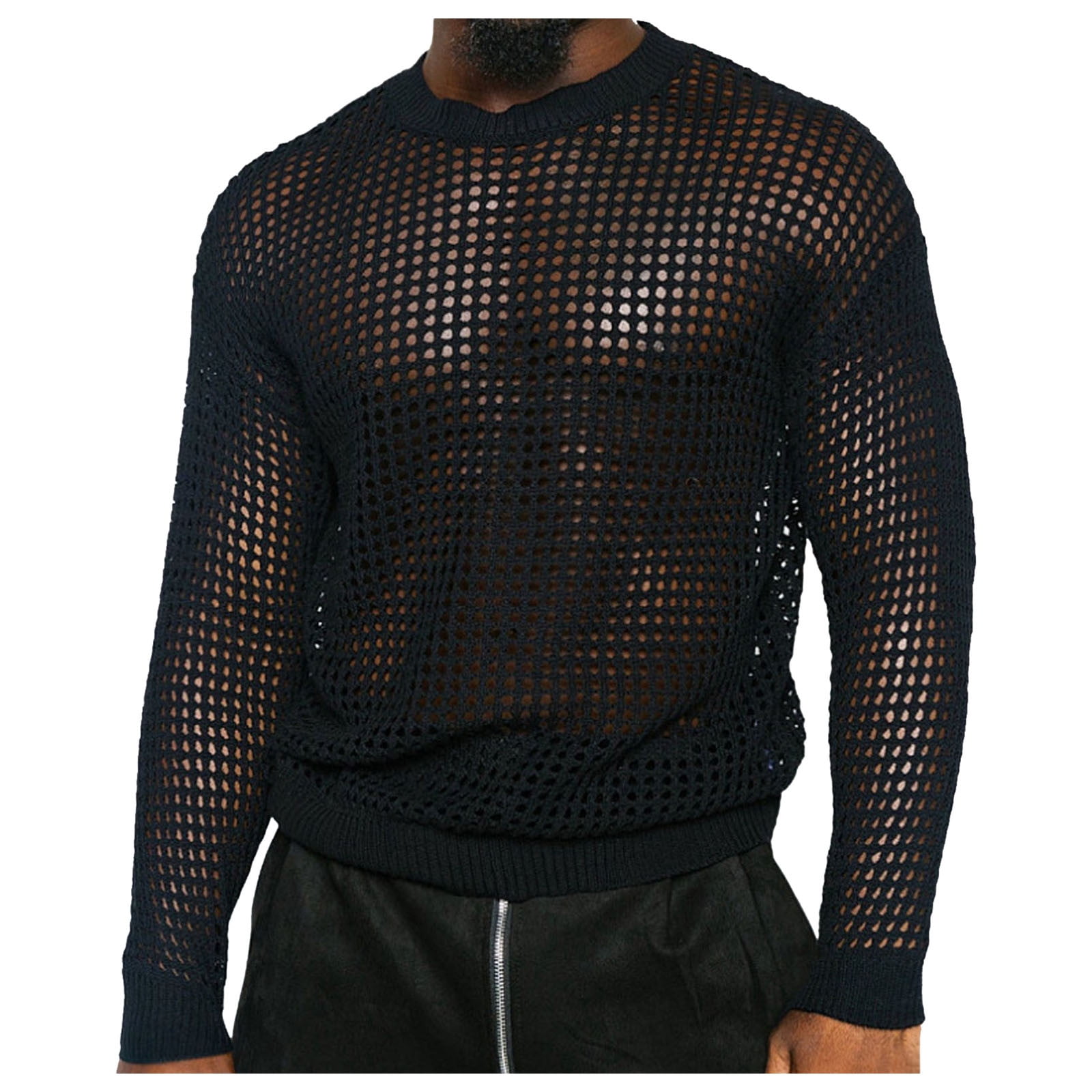 khonts Clearance,Men's Mesh Net See Through Black Tee Shirts Oversized ...