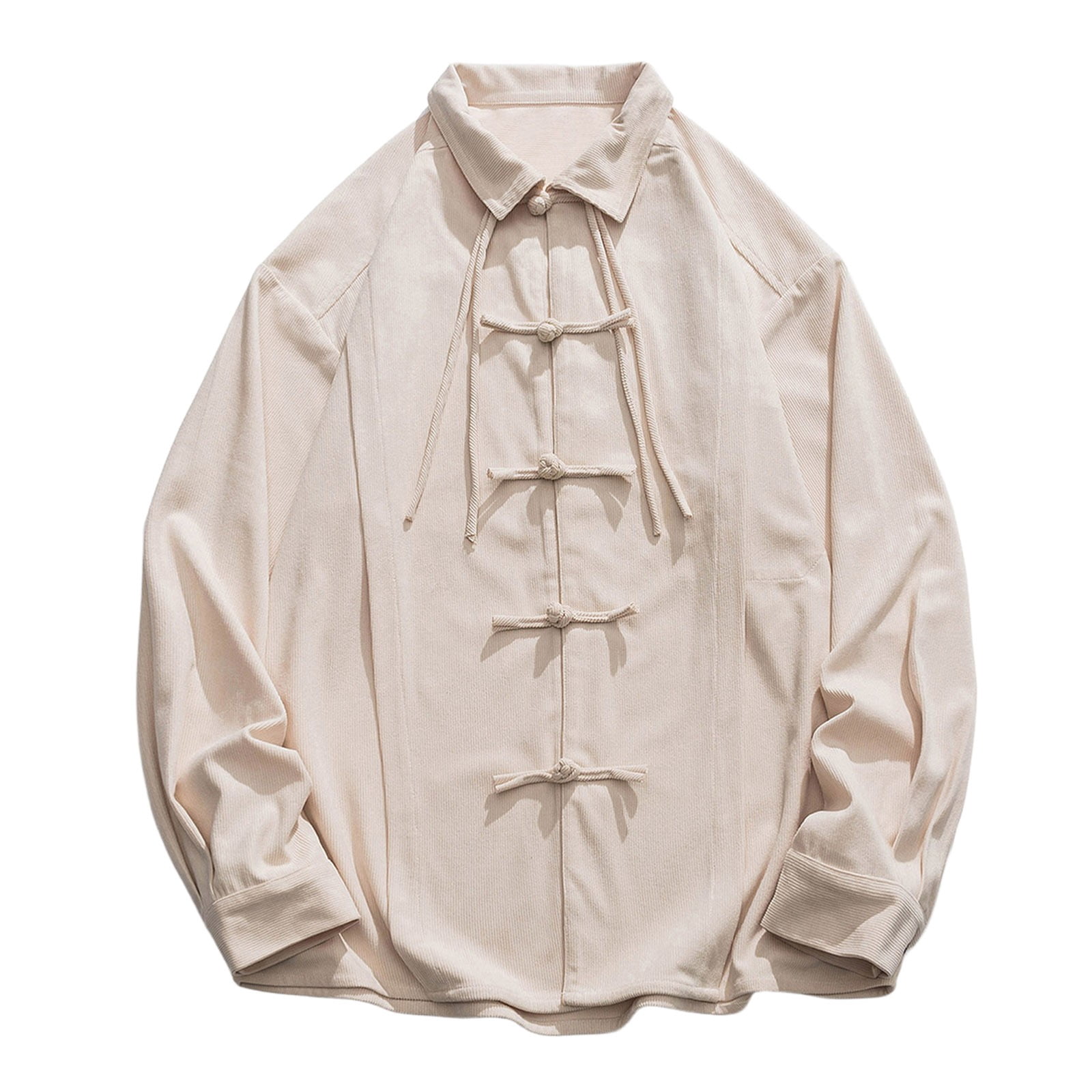 khonts,Men's Corduroy Chinese Jacket Shirt Mandarin Frog Button Front ...