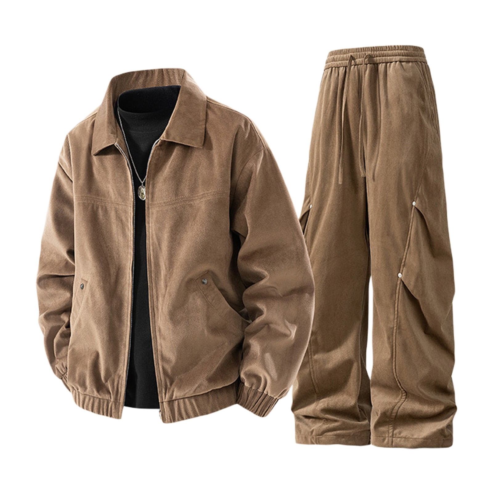 khonts,Men's Tracksuit Long Sleeve Casual Full Zip Athletic Jacket Wide ...