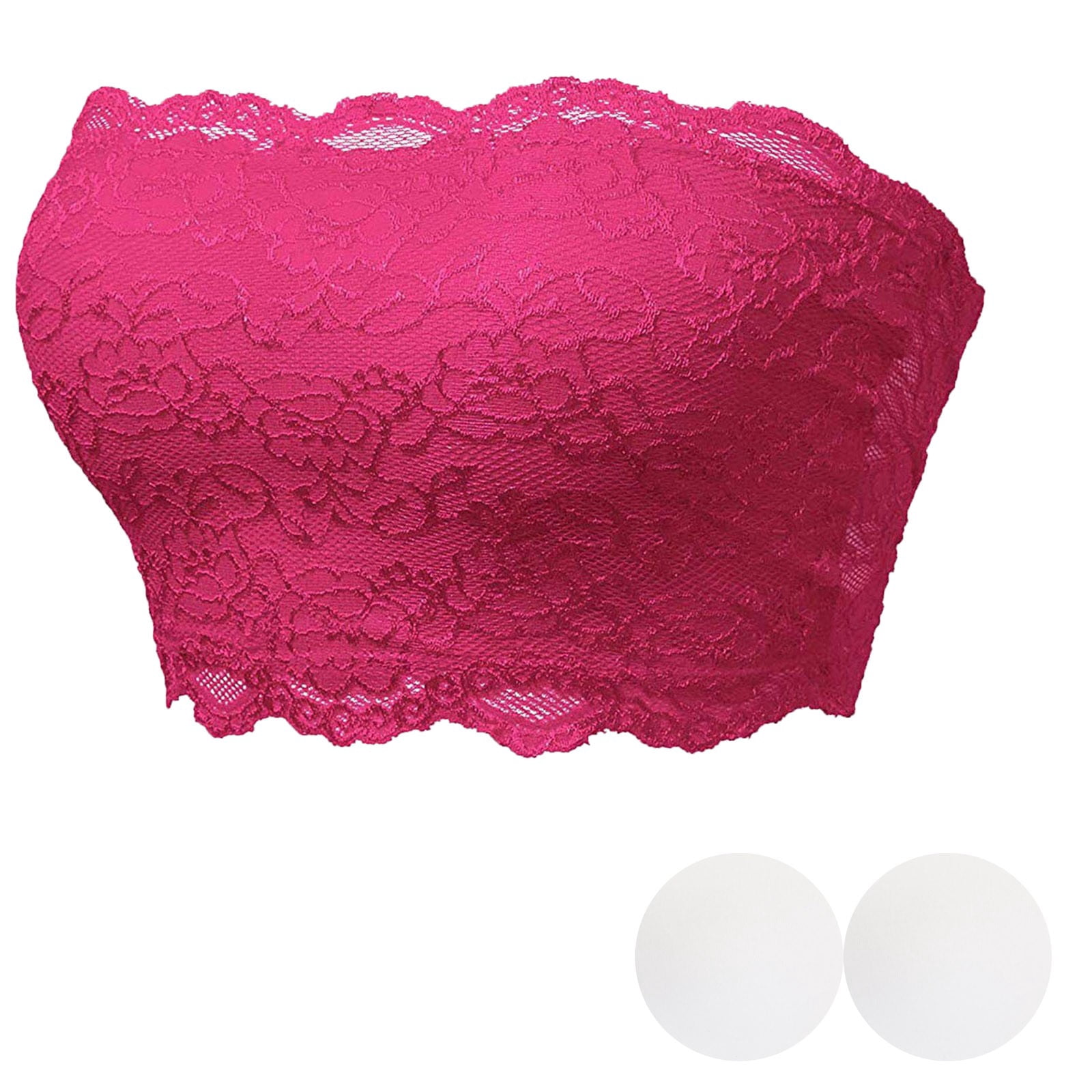 khonts,Women Bandeau Crop Tube Top Floral Lace Strapless Full-Coverage ...