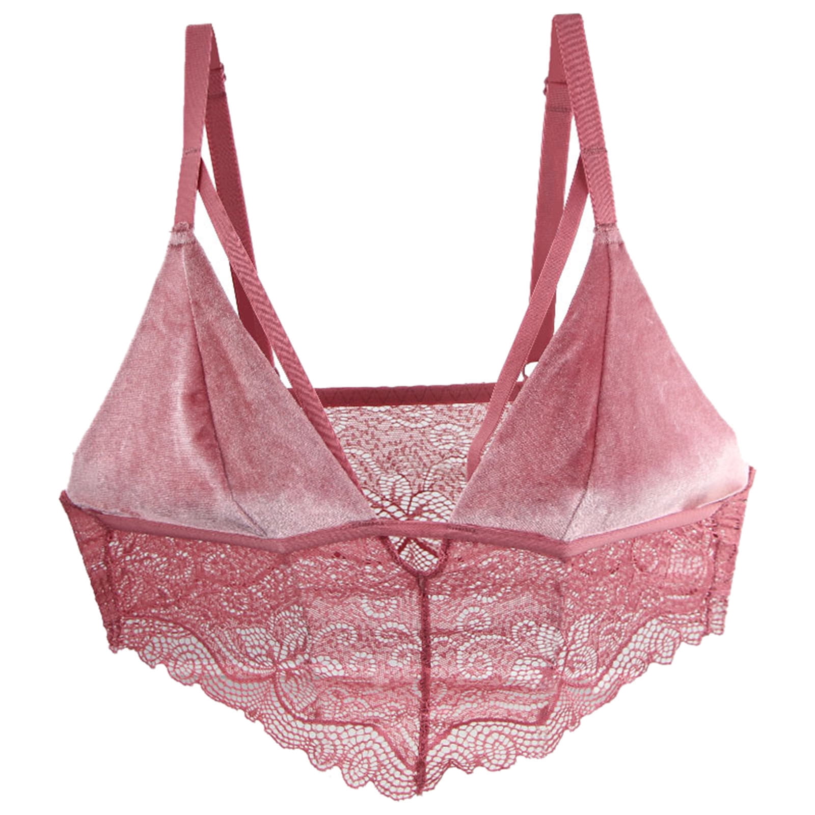 khonts,Women's Velvet Lace Splicing Triangle Cup Camisole No Padded ...