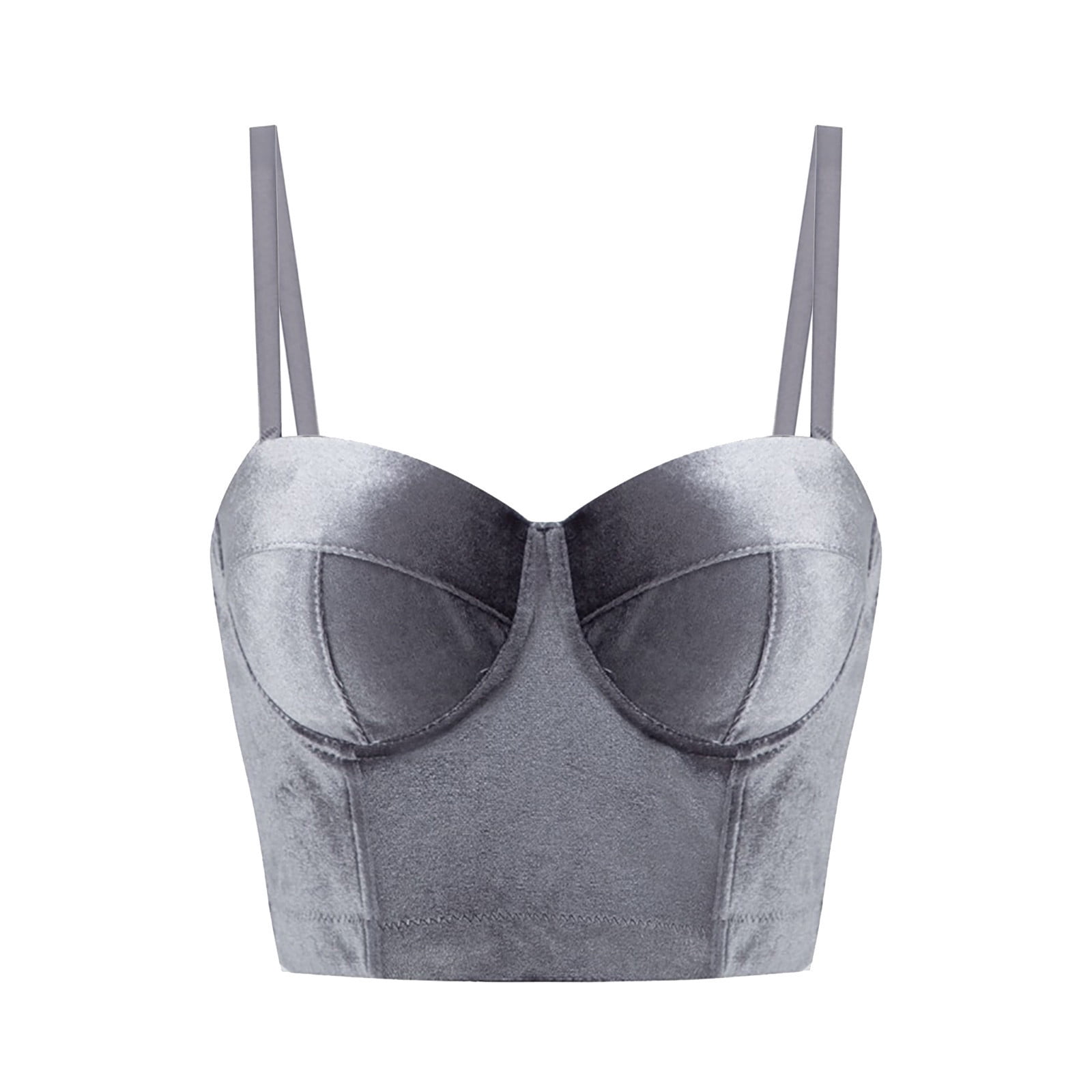 khonts,Women's Velvet Soft Bustier Crop Top Push up Corset Sexy Stylish ...