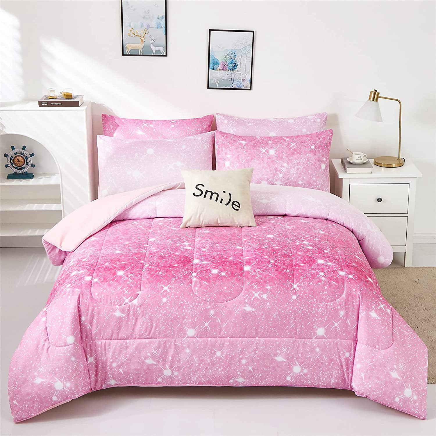 kiddiku Purple Glitter Comforter Set Full/ Size for Girls Sparkle ...