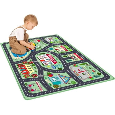 SYNCFUN 2 Pack Kids Car Rug Playmat Set, Jumbo City Street Map for ...