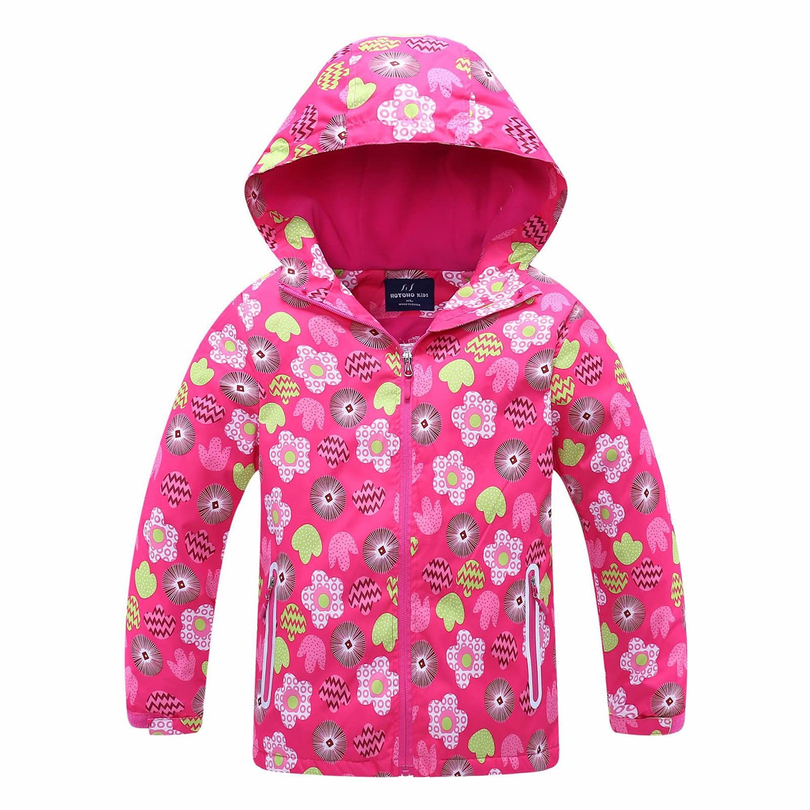 JiAmy Kids Zip Hooded Windbreakers: Waterproof, Fleece Lined Warm ...