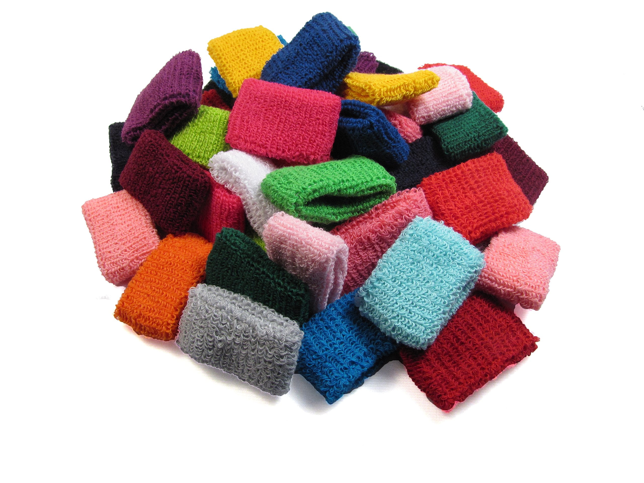 kids children 1 inch solid/plain cotton terry cloth wristband (12 ...