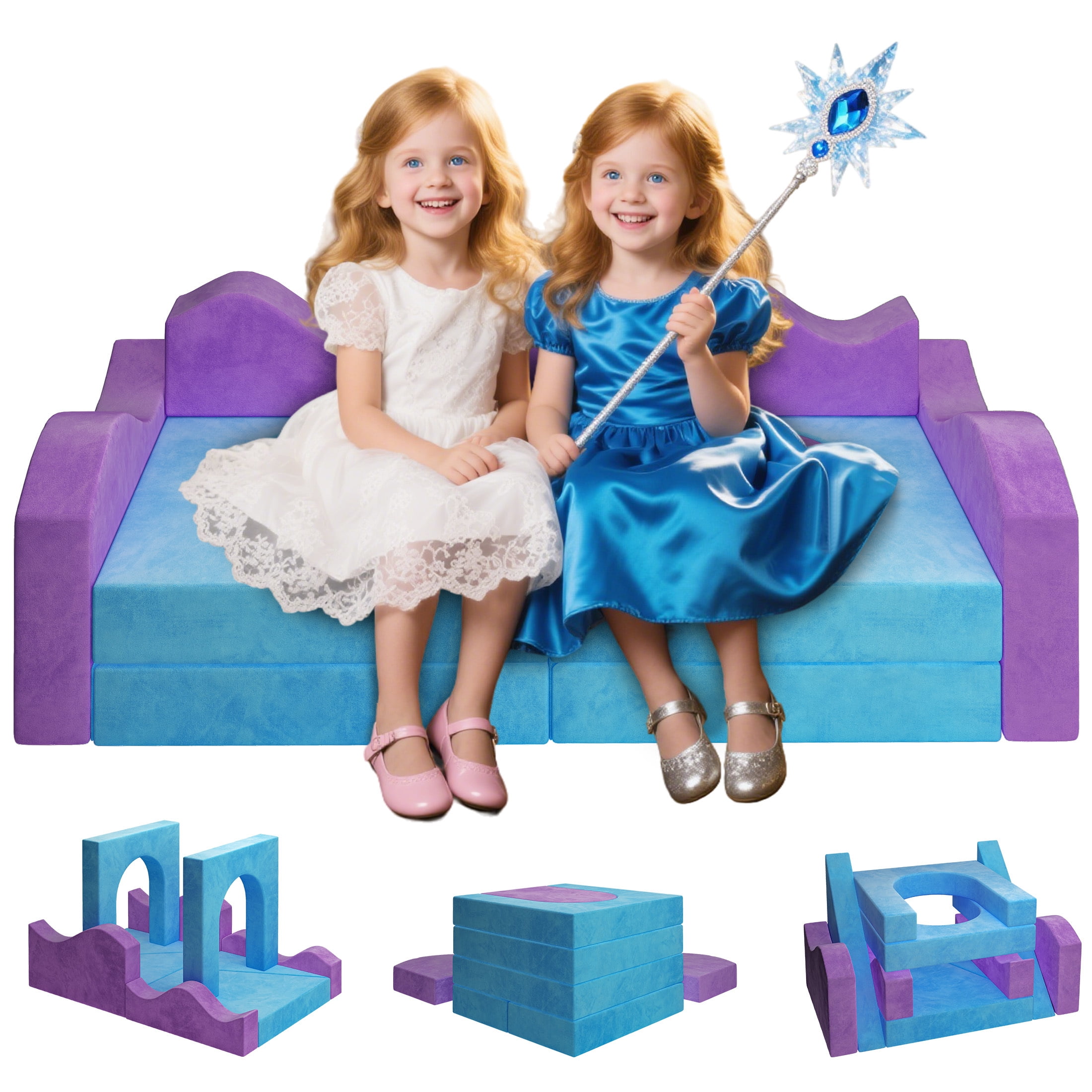 iYofe Modular Kids Play Couch 12 PCS, Toddler Couch Convertible for ...