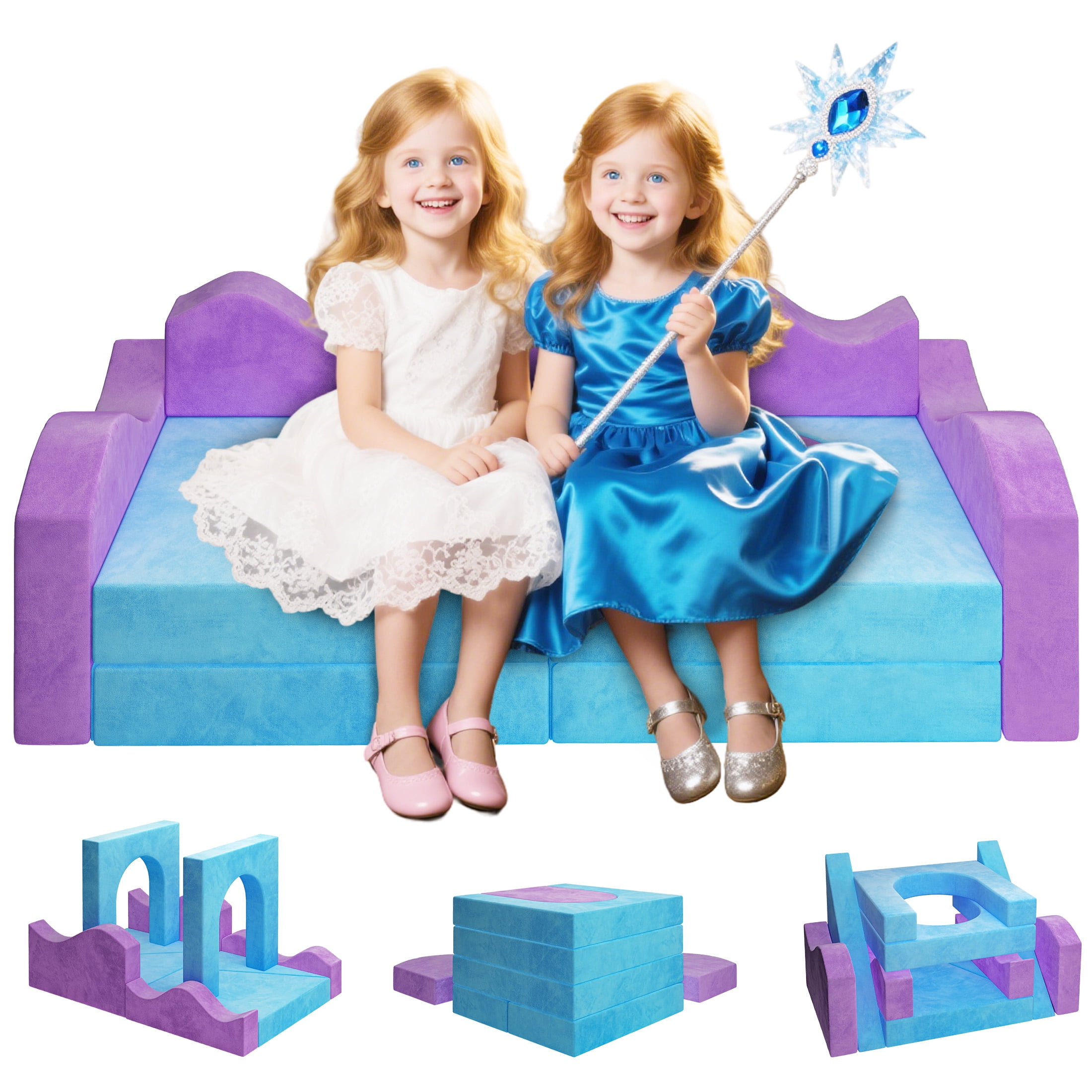 Kids Couch Sofa, 12PCS Large Foldable Soft Modular Play Couch Set for ...