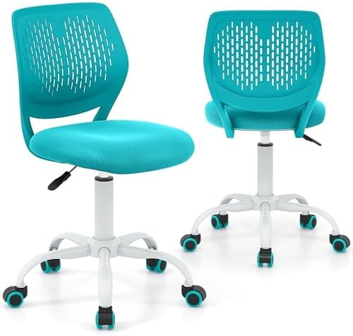 kids desk chair, armless study chair with adjustable height & swivel ...