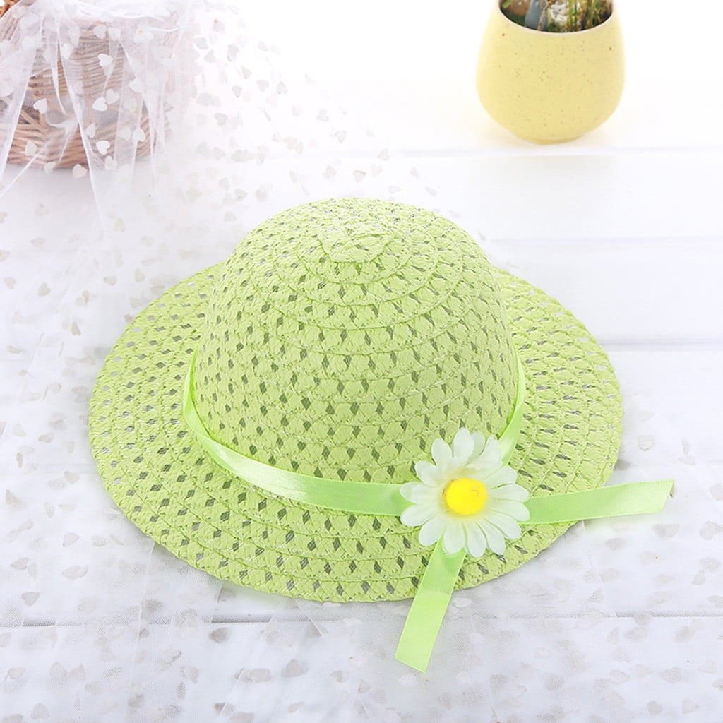 kids hats & caps baby kids girl summer floral flower straw visor sun ...