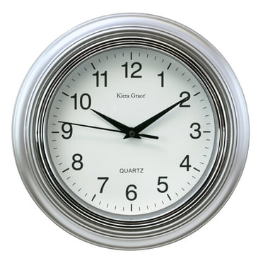 Seiko 12" Easy Read Round White Wall Clock, Silver Frame, Traditional ...