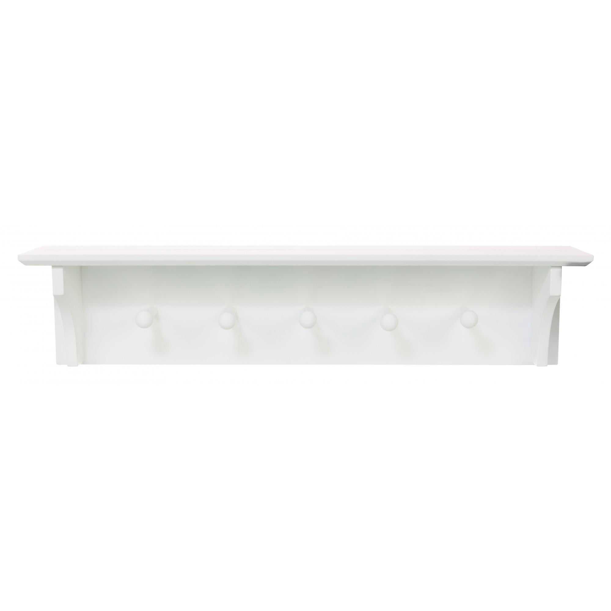 kieragrace KG Traditional Foster Wall Shelf with 5 Pegs White ...